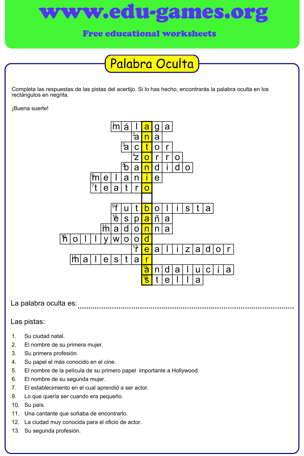 Creador de rompecabezas de palabras ocultas |hojas de trabajo ...