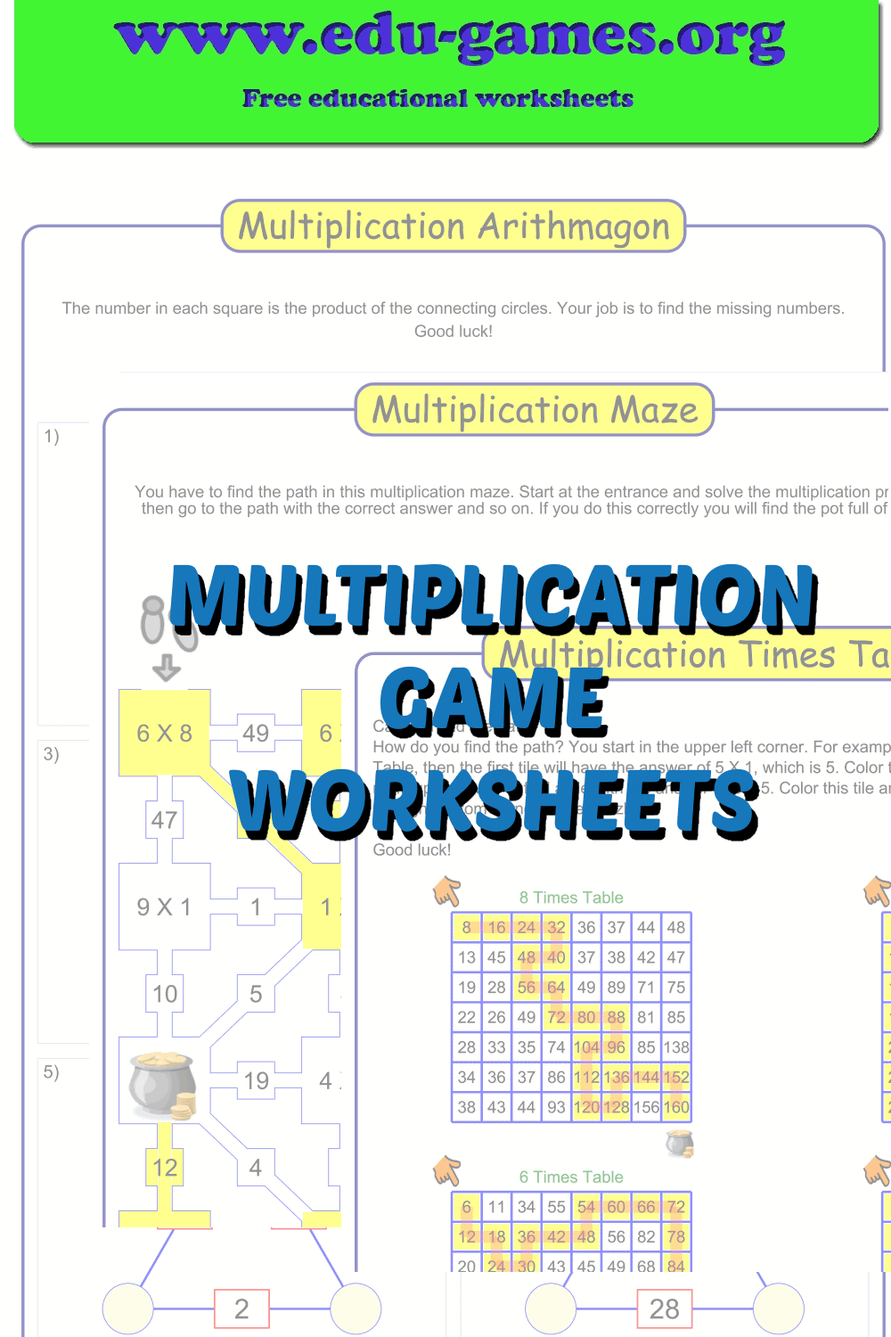 Free Multiplication Game Worksheets - Edu-Games