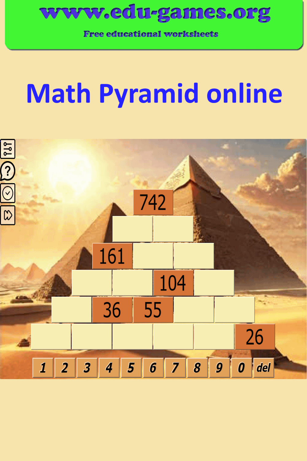 math pyramid online game