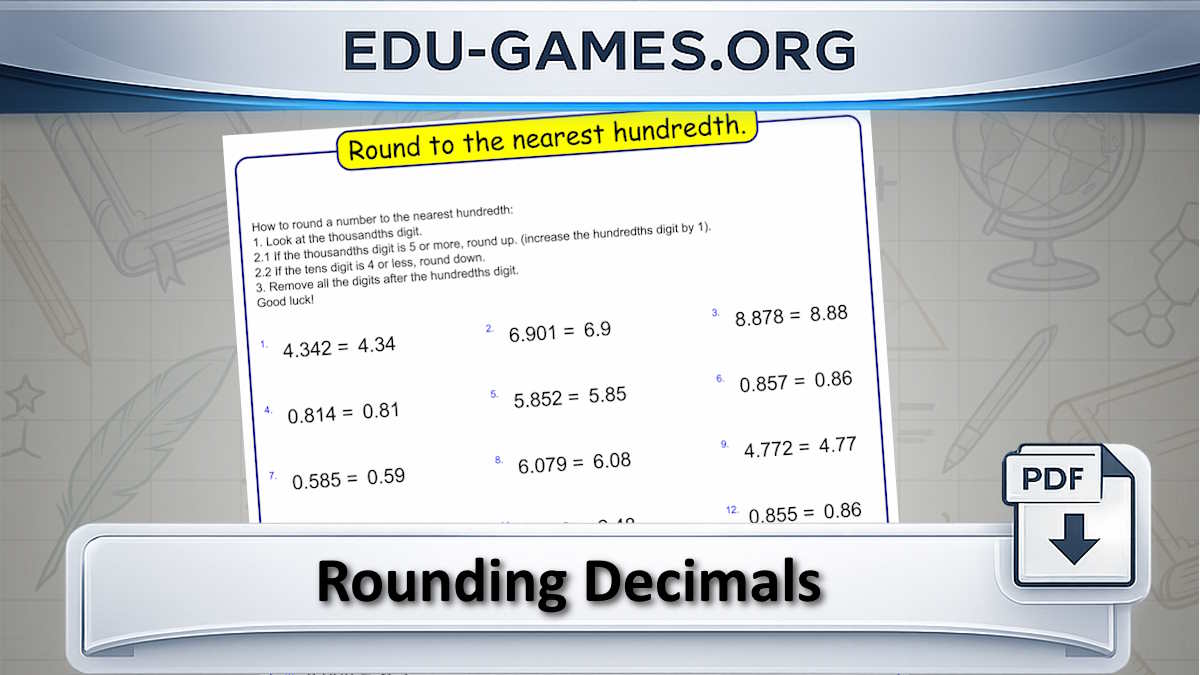 Rounding Decimals Worksheet Generator with Adjustable Difficulty — Free ...