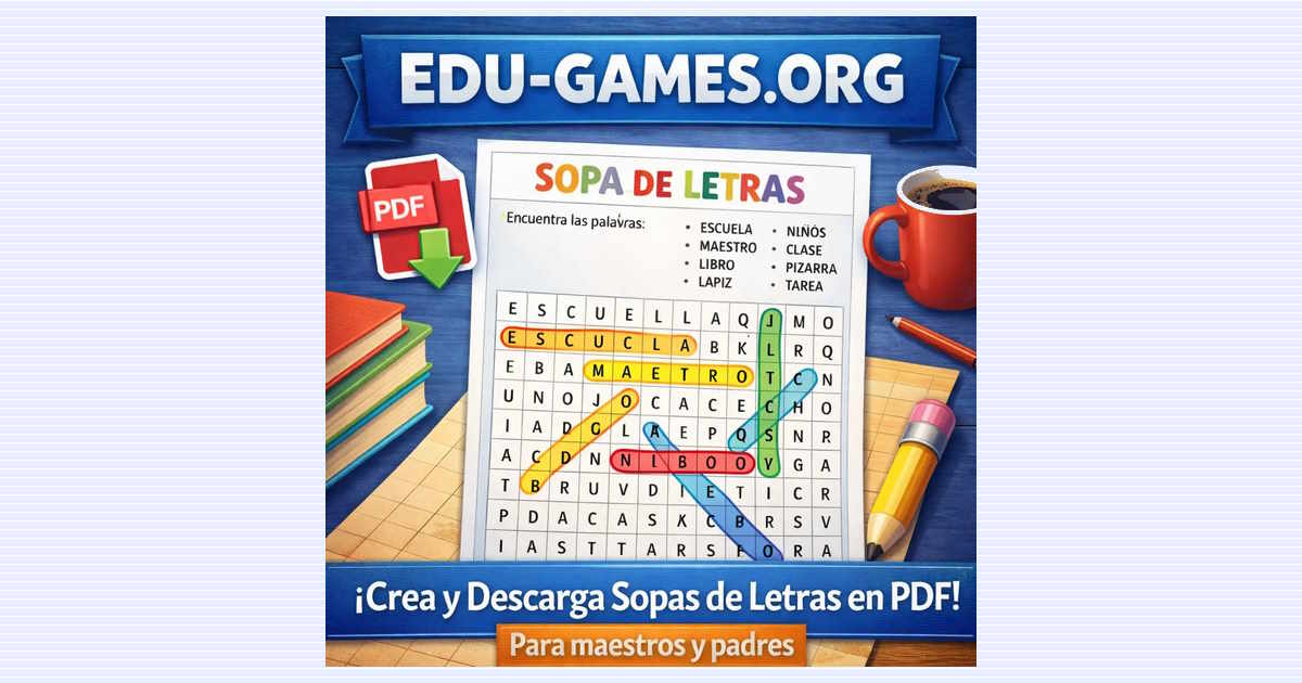 Generador de Sopa de Letras Gratis – PDF con Solución, sin Registro