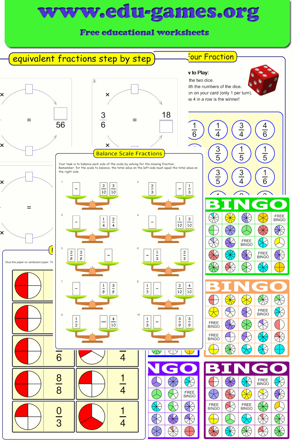 Free Various Fraction Worksheet Generators