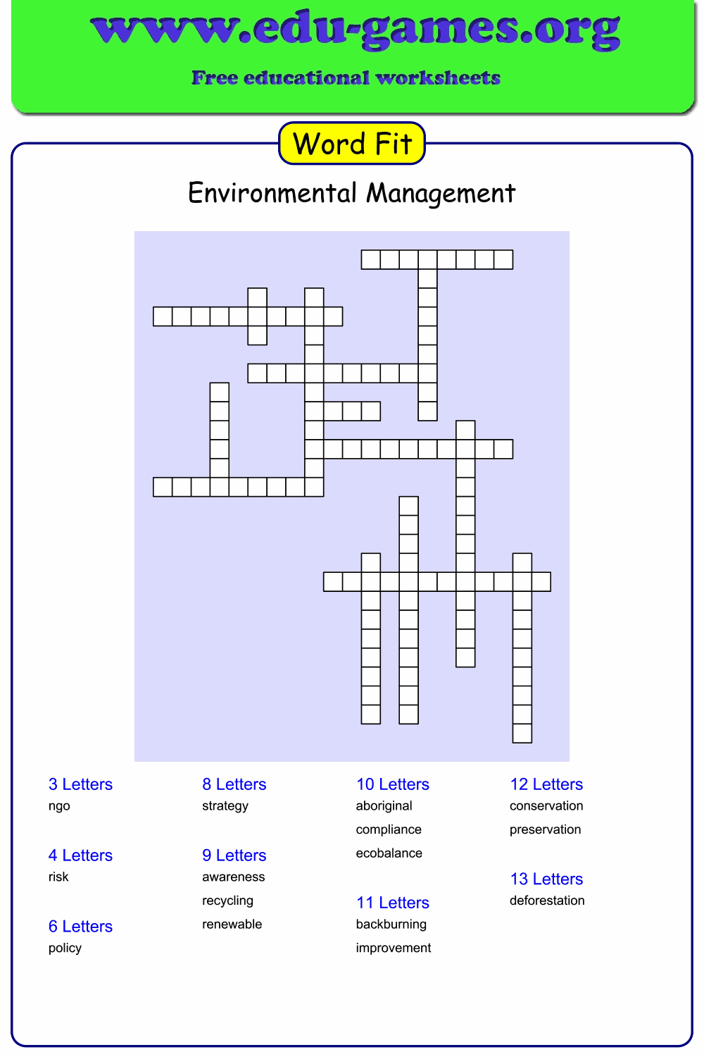Word Fit Puzzle Maker Word Fill
