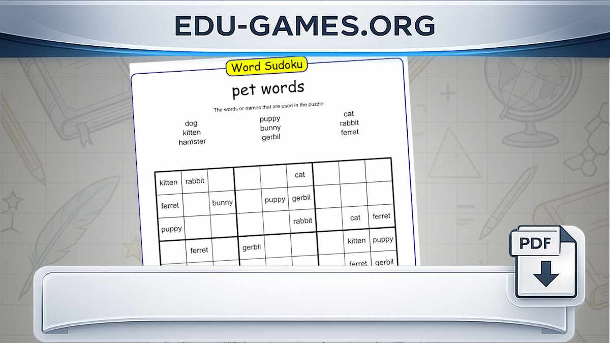 Free Printable Word Sudoku Puzzle Maker | Edu-Games