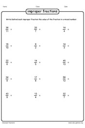 Improper fraction worksheet | Free Printable Worksheets