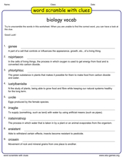 Word Scramble with Clue Maker - Free printable worksheets